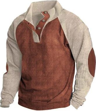 Generic DENGJIAMY - Chandail en velours côtelé pour homme, chemise à manches longues, haut décontracté pour lautomne, pull tendance grande taille pour homme, 