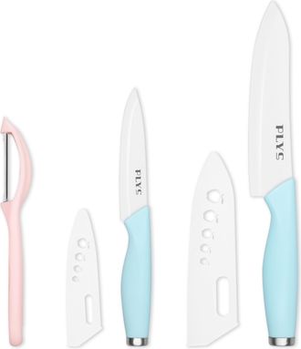 Plys Keramikmesser Set Keramik Messer Küche: Scharf 2er Pack Messerset 15.5cm Kochemesser, 10.7cm Obstmesser Geschenk für Mama (Blauem Griff)