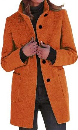 Generic Manteau dhiver boutonn&eacute; pour femme - Manteau cardigan en pure laine - Manteau dhiver avec capuche - Manteau fin coupe-vent veste de sport en flanelle,