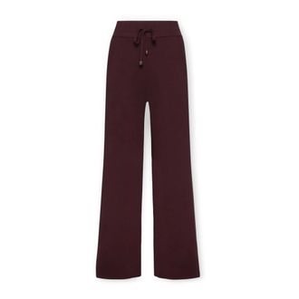 Elena Miro Femme, Pantalons, Rouge, Taille: 46 FR Pantalon Palazzo en Maille avec Cordon de Serrage