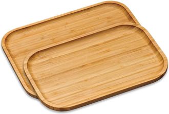 KESPER 58160 + 58161 | 2er Set Servierbrett aus Bambus mit hochgezogenem Rand | Vesperbrett 37,5 x 27,5 cm + 30,5 x 20 cm