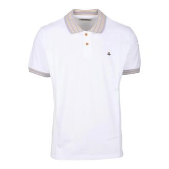 Vivienne Westwood Homme, Tops, Blanc, Taille: XL Polo en coton &agrave; col ray&eacute;