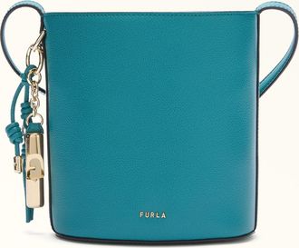 Furla Roxie Beuteltasche Amatore Blue Blau Strukturiertes Leder Damen