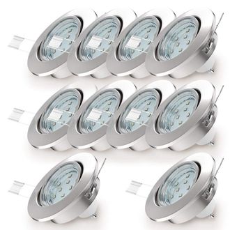 B.K.Licht 10er Set LED Einbaustrahler 230V schwenkbar, warmwei&szlig;e Lichtfarbe, Lochmass 68mm, LED Spot, Deckenspots, Spots, Einbauleuchten, Einbauspots, Deckenstr