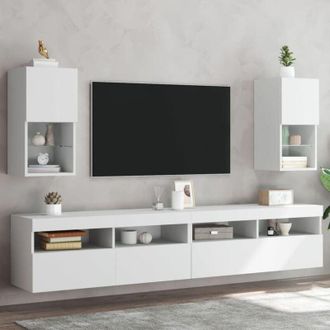 vidaXL Vidaxl - Meubles tv avec lumières led 2 pcs blanc 30,5x30x60 cm