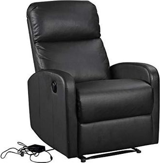 Happy Garden Fauteuil électrique inclinable Relax Noir. Fauteuil de Salon Relax en Simili Noir avec Inclinaison électrique et Repose-Pieds
