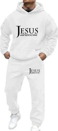 Generic Surv&ecirc;tement pour homme - Ensemble complet avec imprim&eacute; lettres - Sweat &agrave; capuche ample - Jambe droite - Pantalon de surv&ecirc;tement d&eacute;contract&eacute; - Sport qu