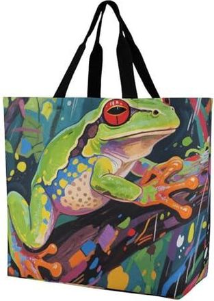 Generic Grenouille Abstraite Sac A Main Femme L&eacute;ger Tote Bag Imperm&eacute;able Sac Fourre Tout Pour Voyage Quotidienne Universit&eacute;