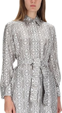 Max Mara Printed Silk Chemisier Dress - Beige