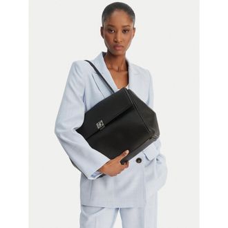 Calvin Klein Handtasche Calvin Klein Emblem Hw Pebble Satchel LV04F3494G Schwarz