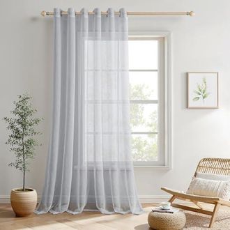 Miulee 1 Panneaux Couleur Pure Rideaux De Fen&ecirc;tre Transparents Lisse &Eacute;l&eacute;gant Panneaux Voile De Fen&ecirc;tre Rideaux Traitement pour Chambre Salon &agrave; Oeillets 228x2
