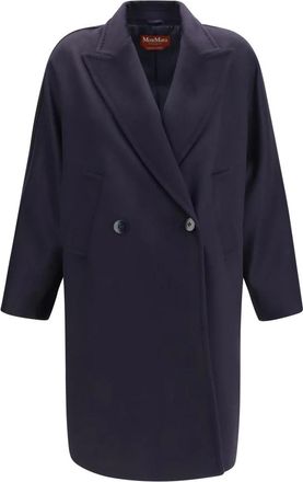 Max Mara Doppelreihiger Woll-Drap-Mantel - - Coats - Damen - Blau - M