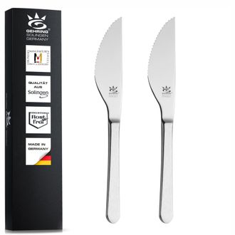 Gehring Solingen Satino Pizza Messer 2 St&uuml;ck I 11 cm Klingenl&auml;nge I grober Wellenschliff I Pizzamesser Edelstahl 2er Set I Made in Germany I sp&uuml;lmaschinengeei