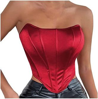 Generic Soutien-gorge 2026 pour femme - Lingerie corset en dentelle florale - Brassi&egrave;re - D&eacute;bardeur court, Rouge, L