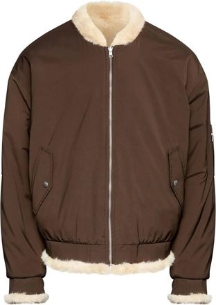 Maison Margiela veste bomber à doublure en peau lainée - Marron