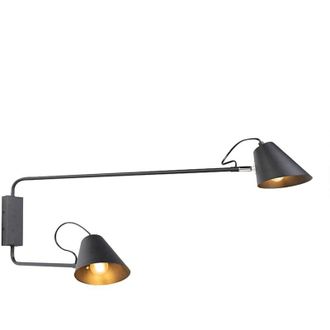 QAZQA Smarte Wandleuchte schwarz 2-flammig verstellbar inkl. Wifi A60 - Lune