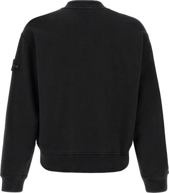 Stone Island Badge Logo Cotton Sweatshirt - Black