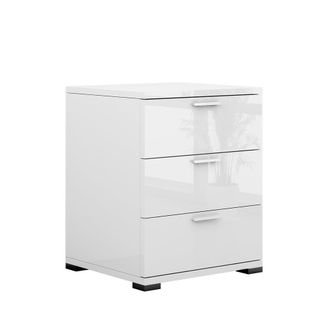Vicco Nachttisch Marseille, Nachtkommode, Wei&szlig; Hochglanz, 46.2 x 60 cm
