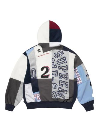 SUPREME hoodie &agrave; d&eacute;tails de patchs - Bleu