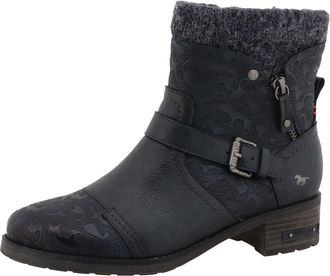 Mustang Jeans Damen Stiefelette mit Einsatz in Strickoptik 15M0062005, Größe:40 EU, Farbe:Blau