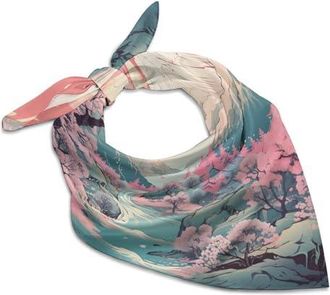 Generic Écharpe carrée en soie légère avec motif de fleurs de cerisier Fuji pour cheveux respirant Cadeau pour homme et femme, multicolore, 60x60cm
