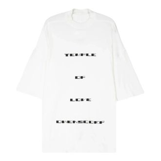 Rick Owens Homme, Tops, Blanc, Taille: ONE Size T-shirt ras du cou