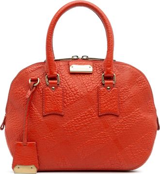 Burberry Hobo Bags - Small Heritage Grain Check Embossed Leather Orchar - Gr. unisize - in Orange - f&uuml;r Damen