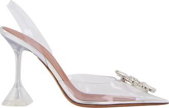 Amina Muaddi Femme, Chaussures, Gris, Taille: 38 1/2 EU Escarpins Sling Begum Glass