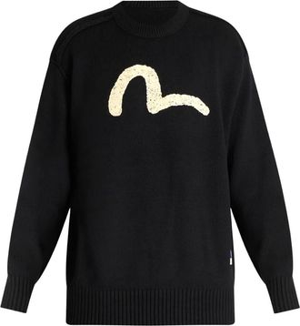 Evisu Pull col rond Intarsia Mouette - Homme - Pulls - Noir - Taille: XL