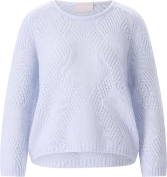 Hemisphere Femme, Pulls, Bleu, Taille: 46 FR Pull ras du cou en cachemire et coton