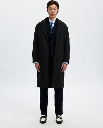 Selected Langer Mantel in Schwarz