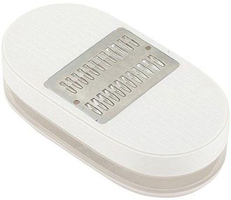 Kai Select Julienne-Reibe, grob aus Edelstahl - Abmessung 13,6 x 7 x 3,2 cm mit Auffangbehälter Küchenreibe und Holzpinsel