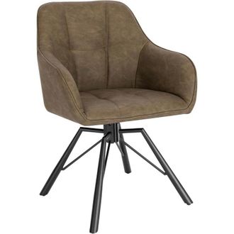 Woltu Esszimmerstuhl drehbar, Küchenstuhl, Polsterstuhl, Drehstuhl, bequemer Stuhl mit Armlehnen Rückenlehne, Armlehnenstuhl für Esszimmer Wohnzimmer, mit