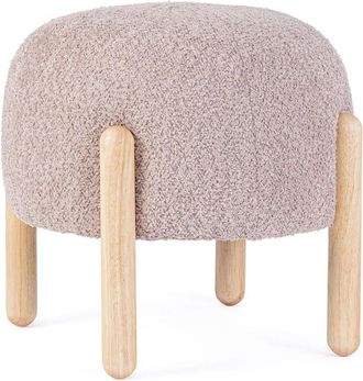 BIZZOTTO Tabouret rond 45x45x38 cm en tissu bouclette vieux rose - STERCK