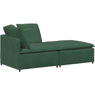 vidaXL Modulares Sofa mit Fu&szlig;hocker Kissen Cordstoff Dunkelgr&uuml;n Vidaxl