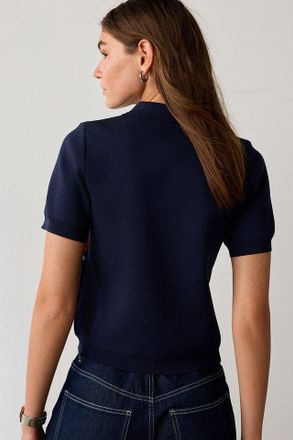 Next Troyer Strick-Poloshirt mit RV-Kragen (1-tlg)