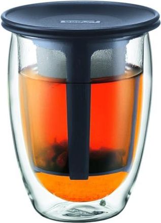 Bodum Verre Double Paroi avec Infuseur à Thé - 1 pièce - Tasse 450ml - Verre Borosilicate - Infuseur Amovible - Lave-Vaisselle