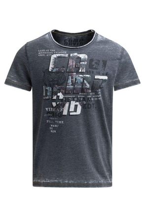 Camp David Rundhalsshirt mit Ausbrenner-Effekten