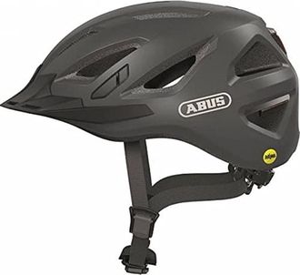 ABUS Stadthelm Urban-I 3.0 MIPS - Fahrradhelm mit Aufprallschutz, R&uuml;cklicht, Schirm und Magnetverschluss - f&uuml;r Damen und Herren - Titan Matt, Gr&ouml;&szlig;e S