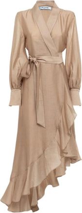 Blugirl Femme, Robes, Beige, Taille: 40 FR Lyocell Wrap Long Dress
