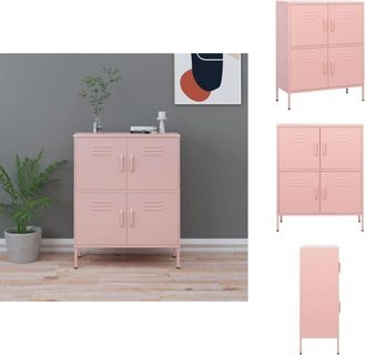 vidaXL Lagerschrank Rosa 80x35x101,5 cm Stahl - Schreibtischregal - Rosa Regal - Metallregal - Garderobe - Aufbewahrungsschrank