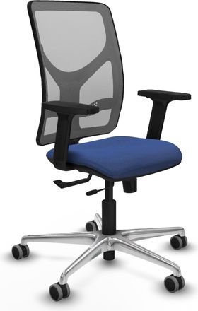 Piqueras y Crespo Blauer Schreibtischstuhl mit 2D-Armlehnen, h&ouml;henverstellbare Lendenwirbelst&uuml;tze, ausgestattet mit Syncro/Traslack und Schneideschaum, mit Rollen 65 mm