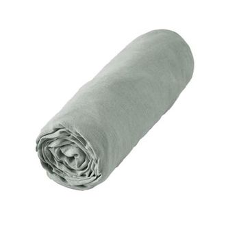 Altobuy Margaux - Drap Housse 140x190cm Lin Lav&eacute; Coloris Eucalyptus