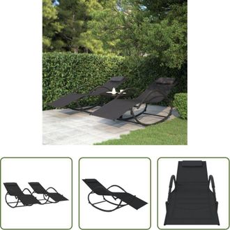 vidaXL Gartenstuhl - Schaukelliegen 2 Stk. Schwarz Stahl und Textilene