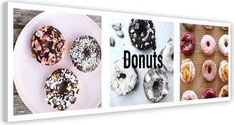 Feeby Wanddeko f&uuml;r K&uuml;che Leinwandbilder Kunstdruck Donuts Schokolade mehrfarbig 90x30 cm