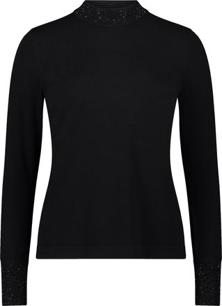 Betty Barclay Damen Feinstrickpullover mit Strass 44, Schwarz