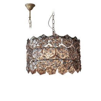 Loberon Leuchter Émirelle - Glasprismen mit Bauernsilber-Finish - Eindrucksvolle Lichtbrechung - 3D-Stern-Facettierung - Eleganter Look - Hängelampe - Eisen, 