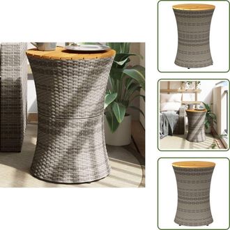 vidaXL Vidaxl - Table dappoint de jardin forme tambour gris rotin bois massif - Table Dappoint Jardin - Table Patio - Mobilier De Jardin - Table Ronde