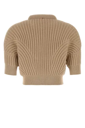 Sportmax Womens Beige Cotton Blend Fatti Sweater Unito Exterior: Nylon Maglieria