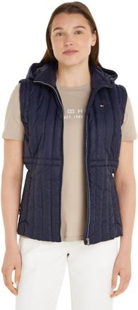 Tommy Hilfiger Damen Weste Feminine Down Vest mit Kapuze, Blau (Desert Sky), S